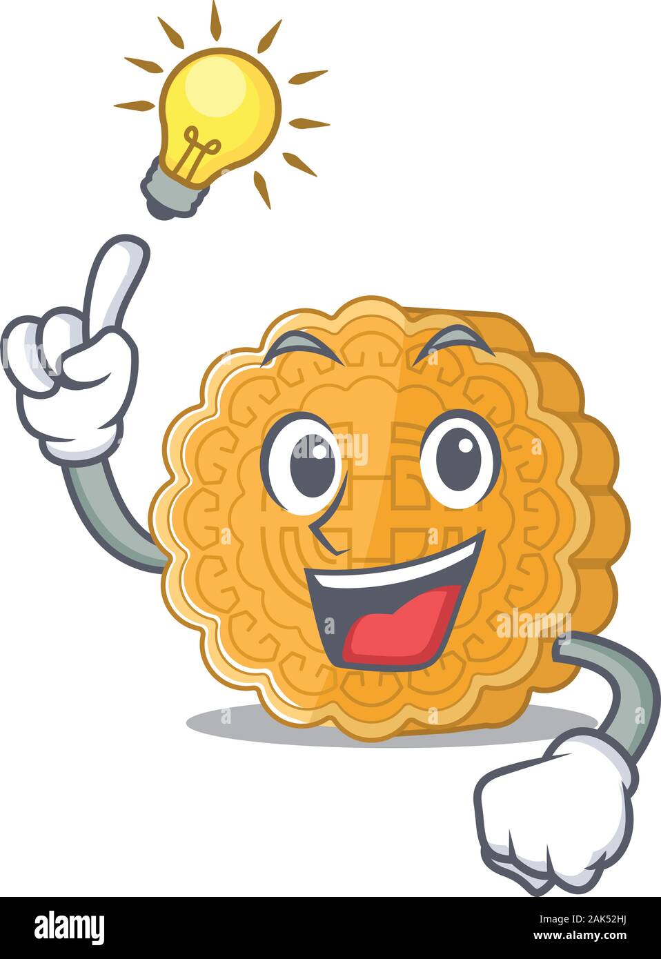 Have an idea gesture of chinese mooncake cartoon character design Stock ...