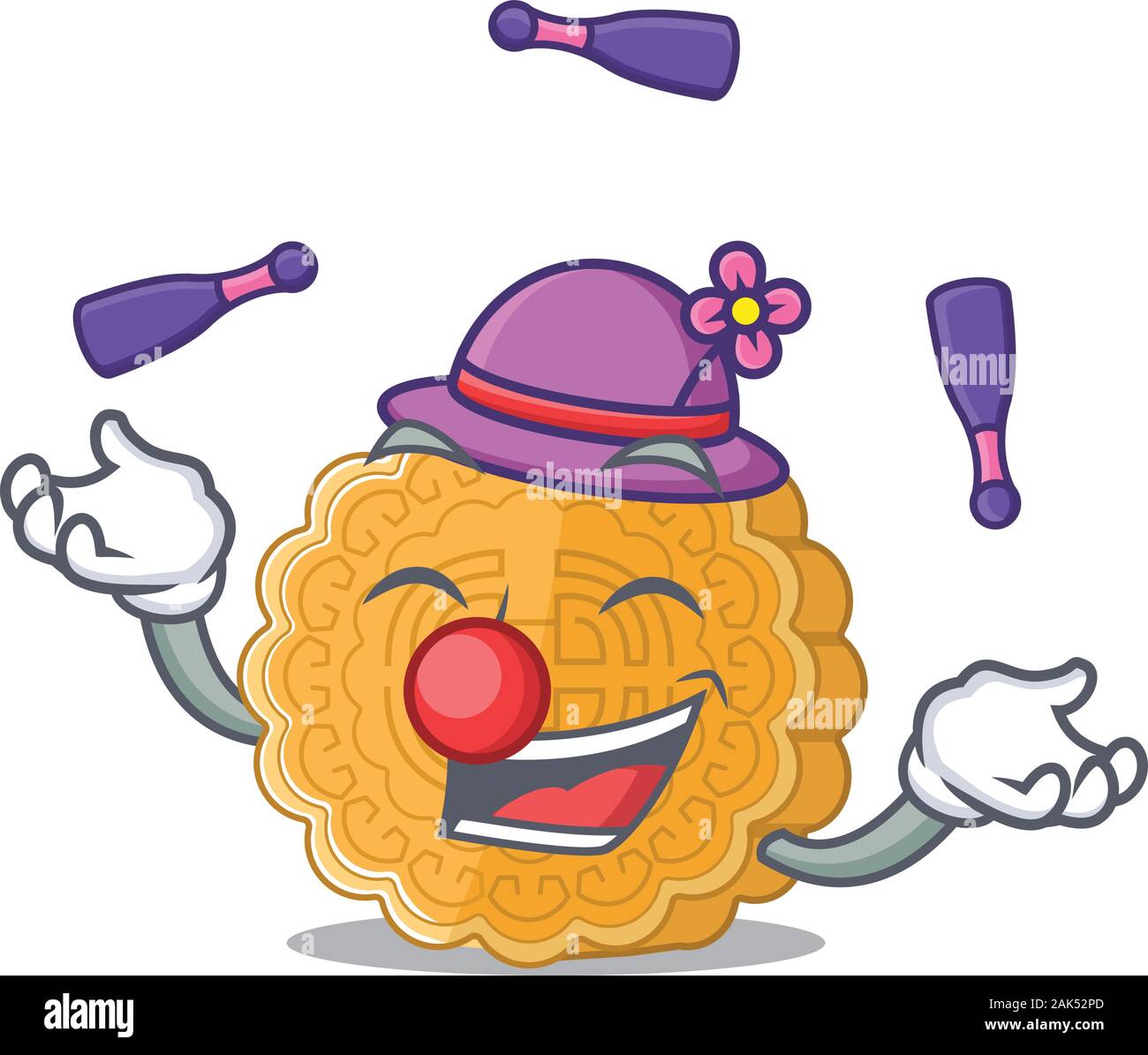 Smart chinese mooncake cartoon character design playing Juggling Stock ...