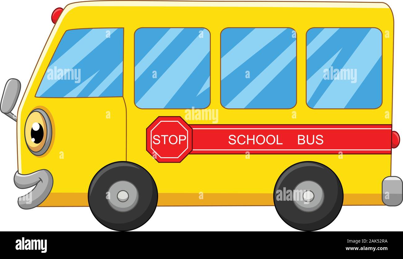 Yellow school bus cartoon on white background Stock Vector Image & Art ...