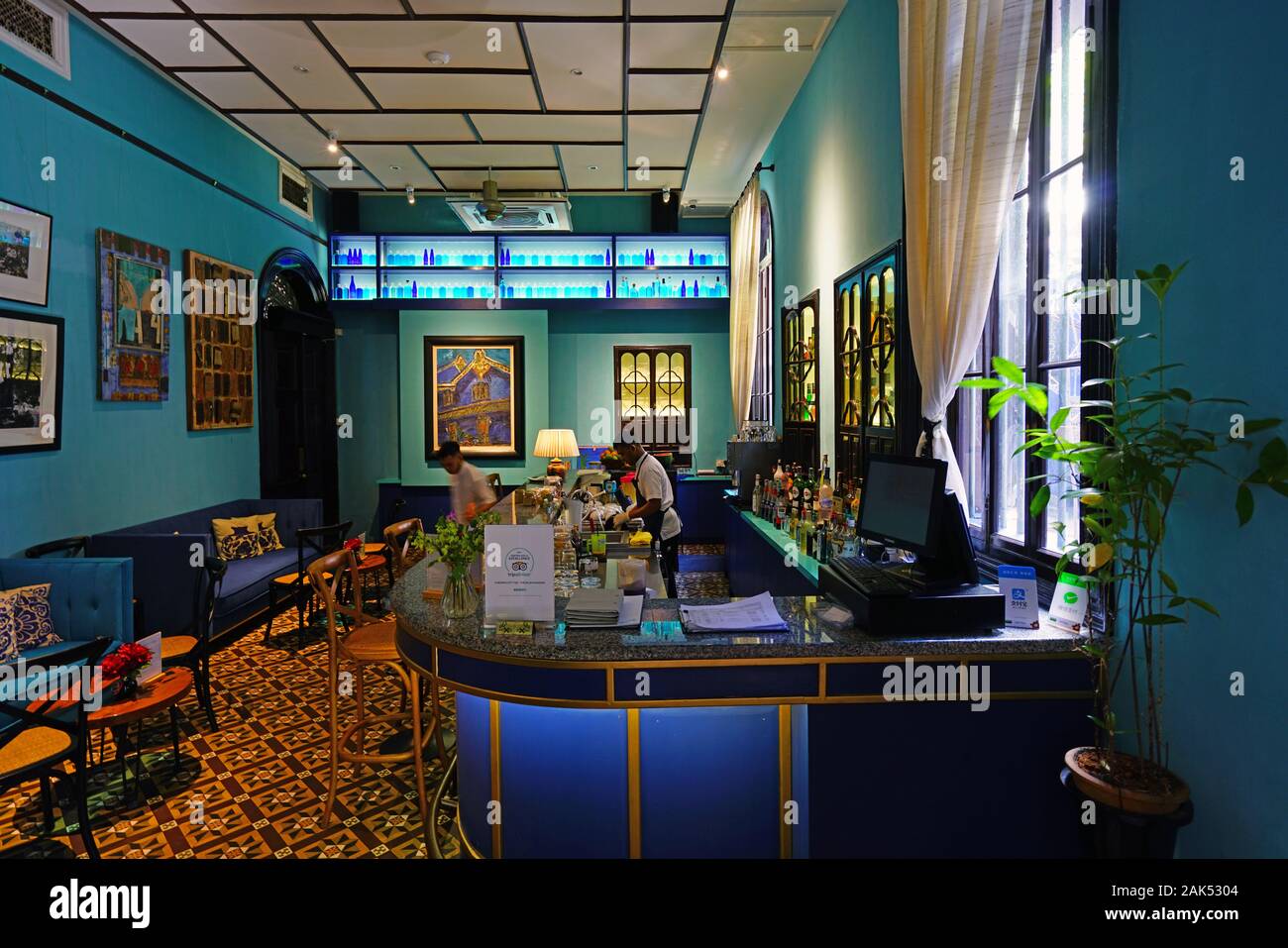 PENANG, MALAYSIA -6 DEC 2019- View of the Blue Mansion, a luxury ...