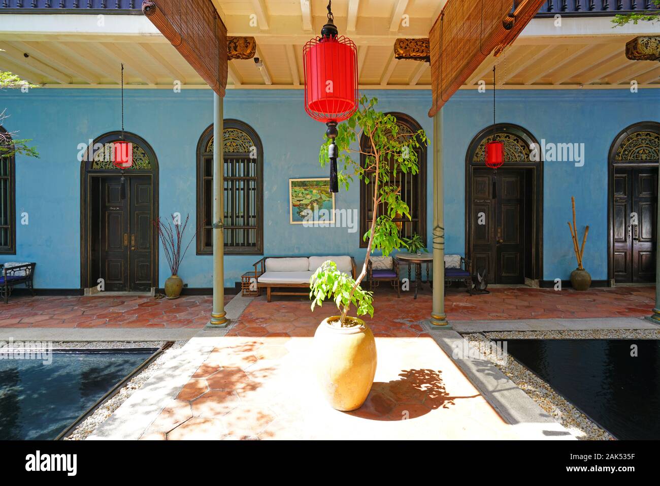 PENANG, MALAYSIA -6 DEC 2019- View of the Blue Mansion, a luxury ...