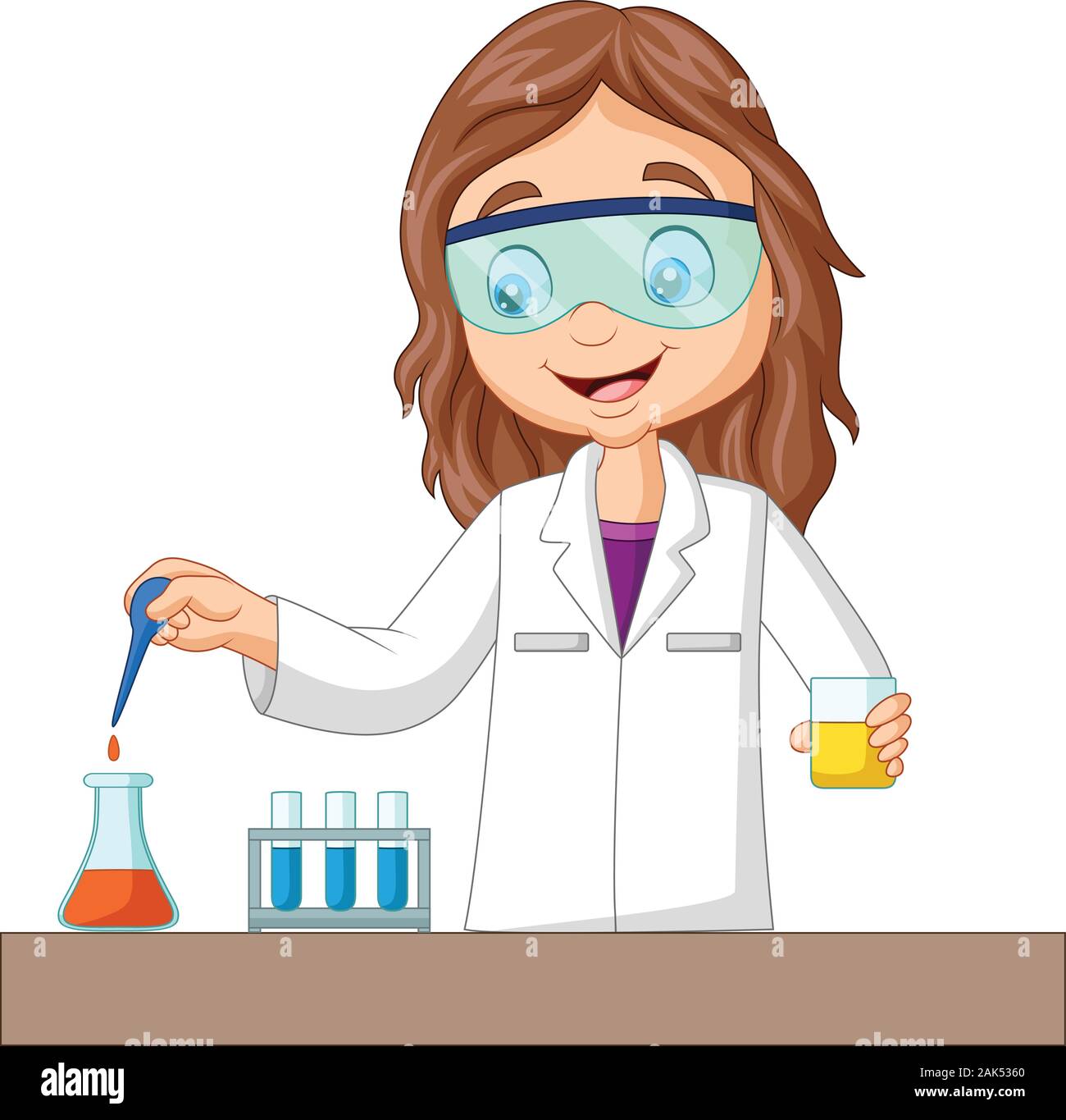 Cartoon girl doing chemical experiment Stock Vector Image & Art - Alamy