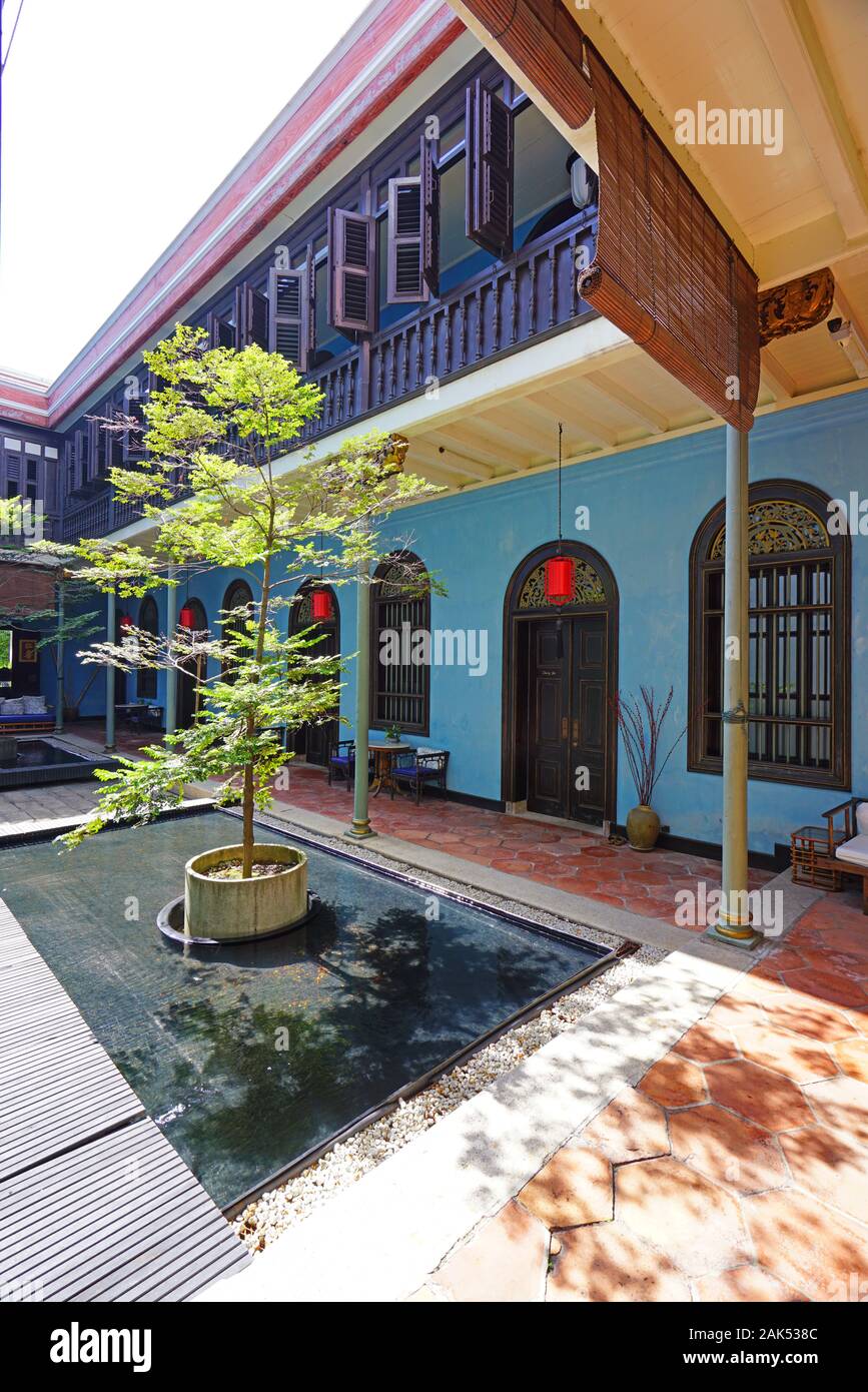 PENANG, MALAYSIA -6 DEC 2019- View of the Blue Mansion, a luxury ...