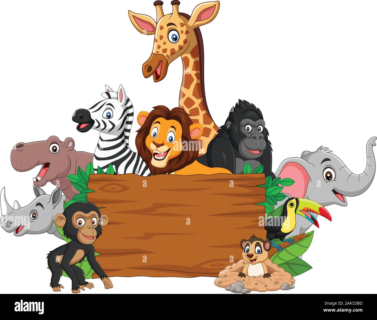 Cartoon wild animal with blank signboard Stock Vector Image & Art - Alamy