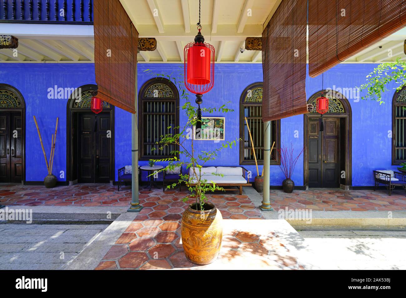 PENANG, MALAYSIA -6 DEC 2019- View of the Blue Mansion, a luxury ...