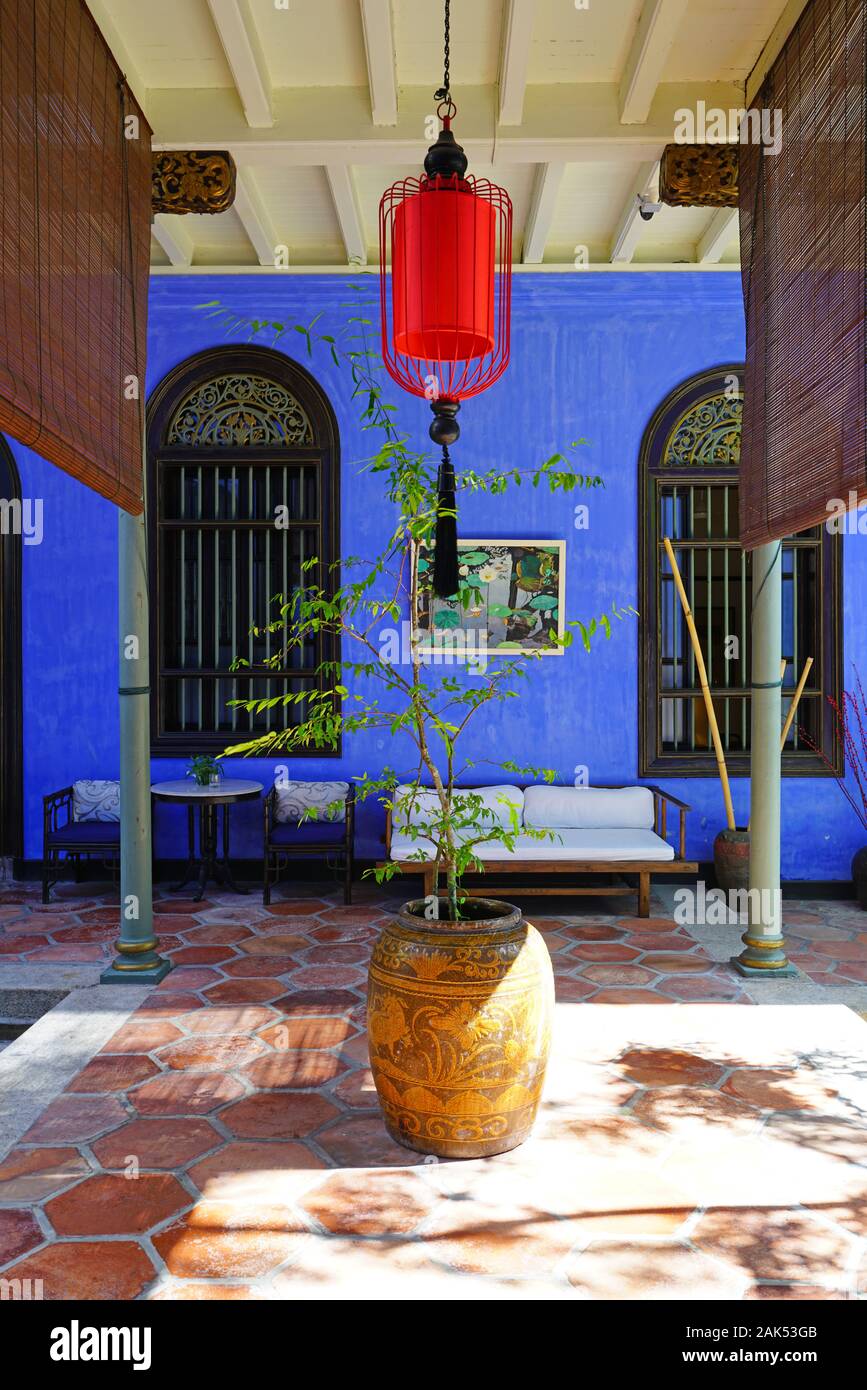 PENANG, MALAYSIA -6 DEC 2019- View of the Blue Mansion, a luxury ...