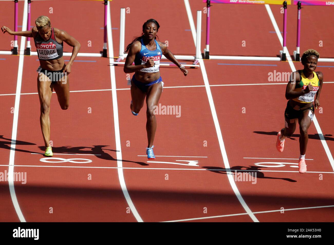 Phylicia George Canada Nia Ali Usa And Megan Tapper Jamaique At The 2nd Heats 100m
