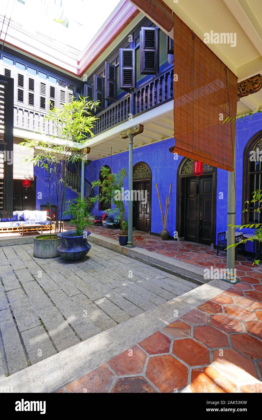 PENANG, MALAYSIA -6 DEC 2019- View of the Blue Mansion, a luxury ...