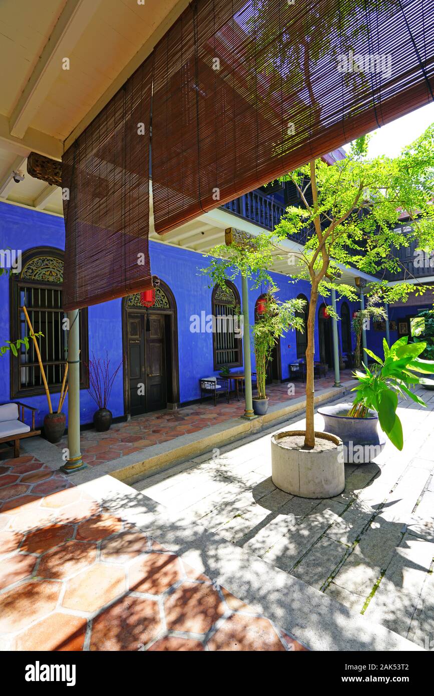 PENANG, MALAYSIA -6 DEC 2019- View of the Blue Mansion, a luxury ...