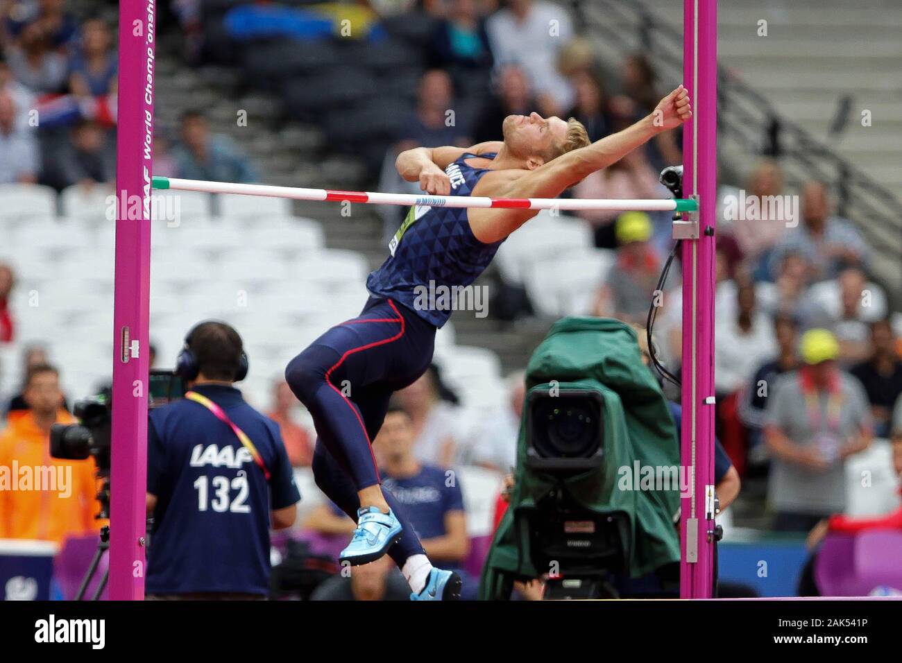 Kenin Mayer (French) during the High Jump Decathlon Men of the IAAF ...