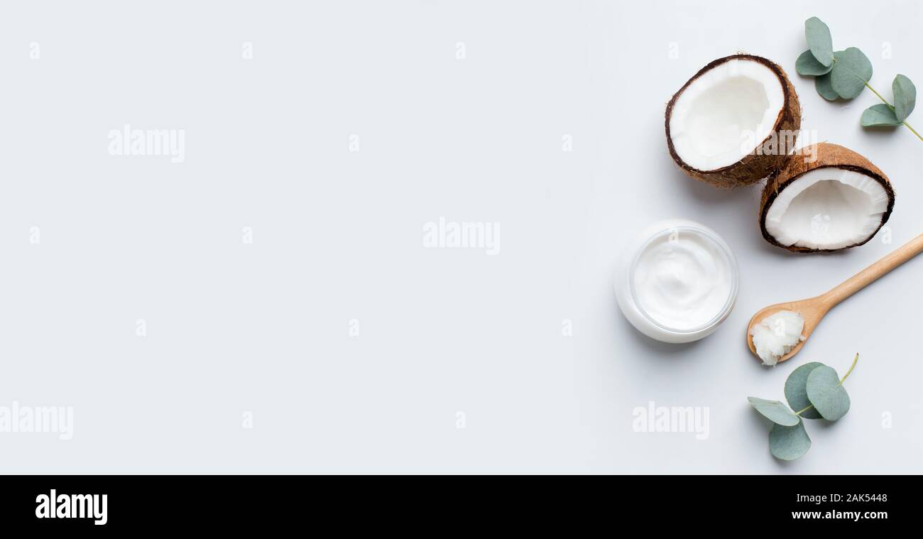 Soft skin moisturizing cream of natural ingredients, coconut butter and ...