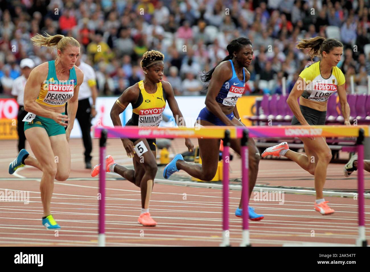 Sally Pearson (Australie) ,Megan Tapper (Jamaique ) , Nia Ali (USA) and ...