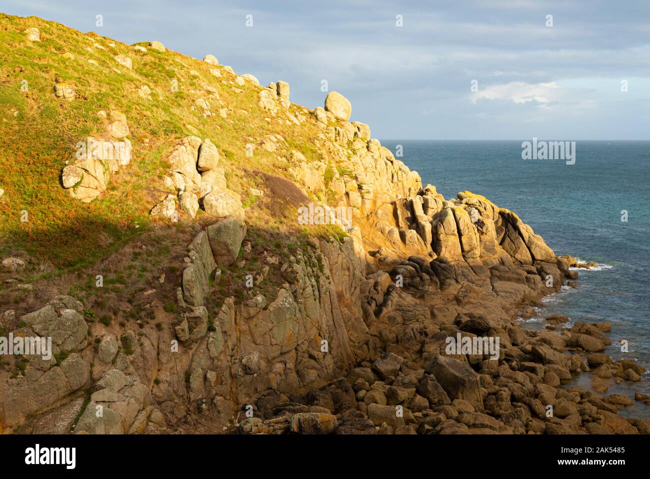 The rugged and dramatic headland at Porthgwarra in West Cornwall Stock ...