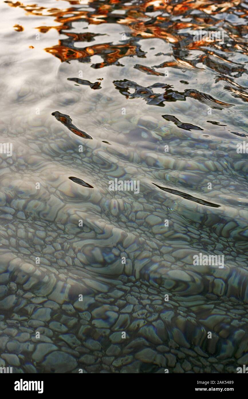 Wavy water surface translucent reflection background perspective Stock ...