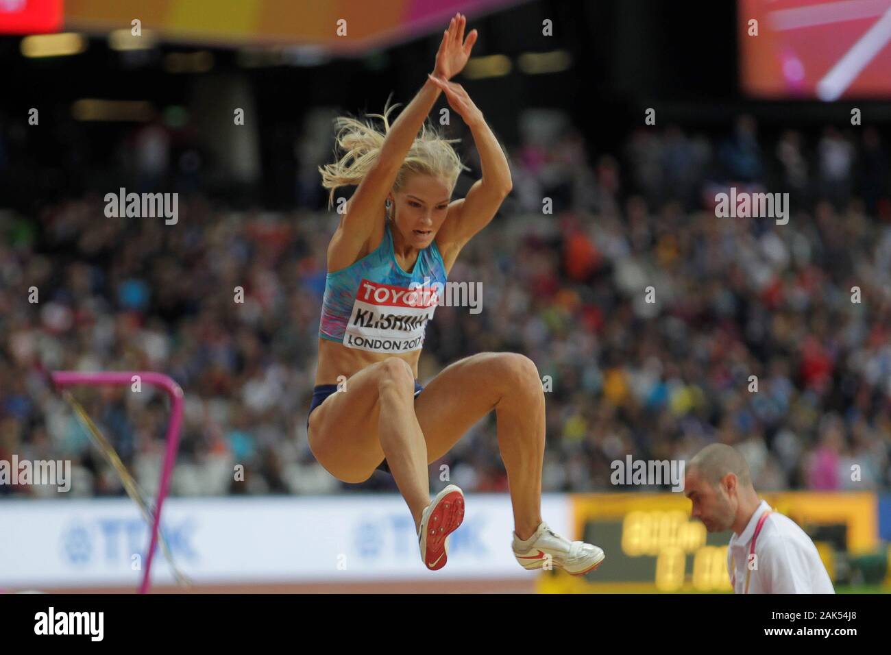 Darya Klishina (ANA) during the Final Long Jump women of the IAAF World ...