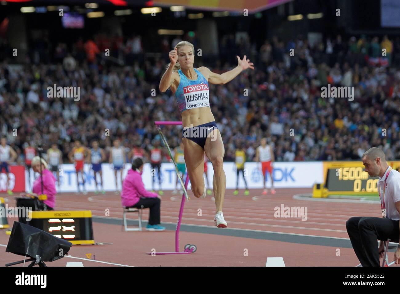 Darya Klishina (ANA) during the Final Long Jump women of the IAAF World ...
