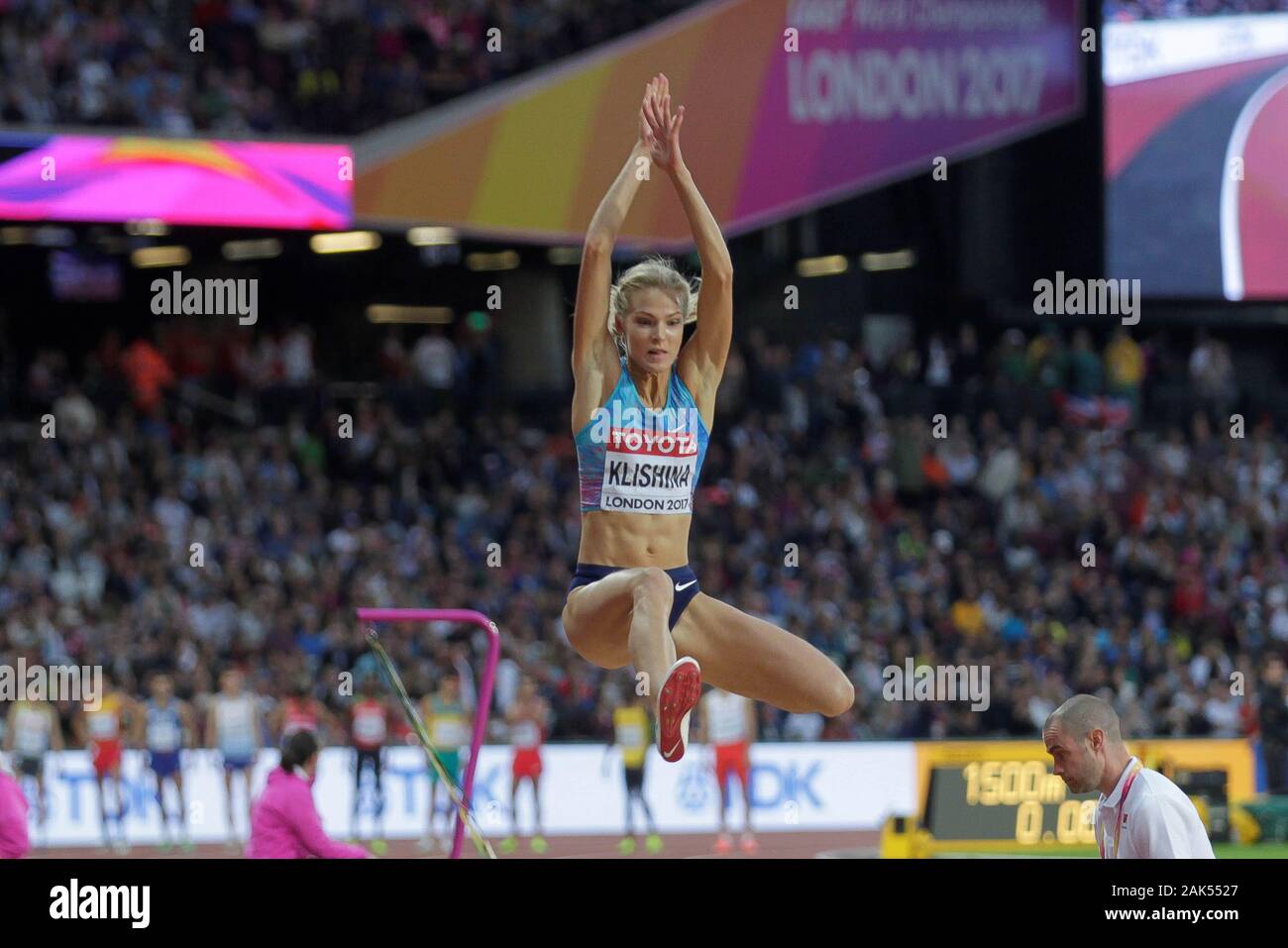 Darya Klishina (ANA) during the Final Long Jump women of the IAAF World ...