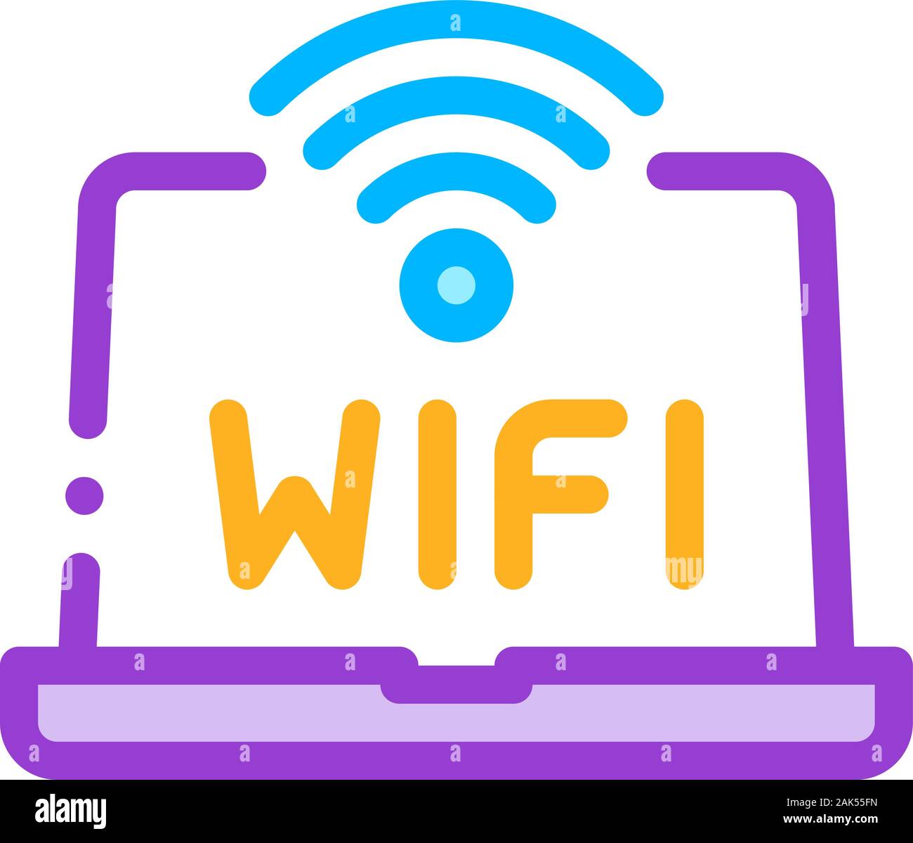 Wifi Sign And Word On Laptop Display Vector Icon Stock Vector Image ...