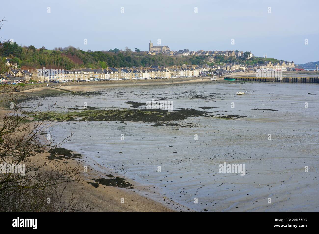 CANCALE, FRANCE -28 DEC 2019- View of the town of Cancale, located on ...