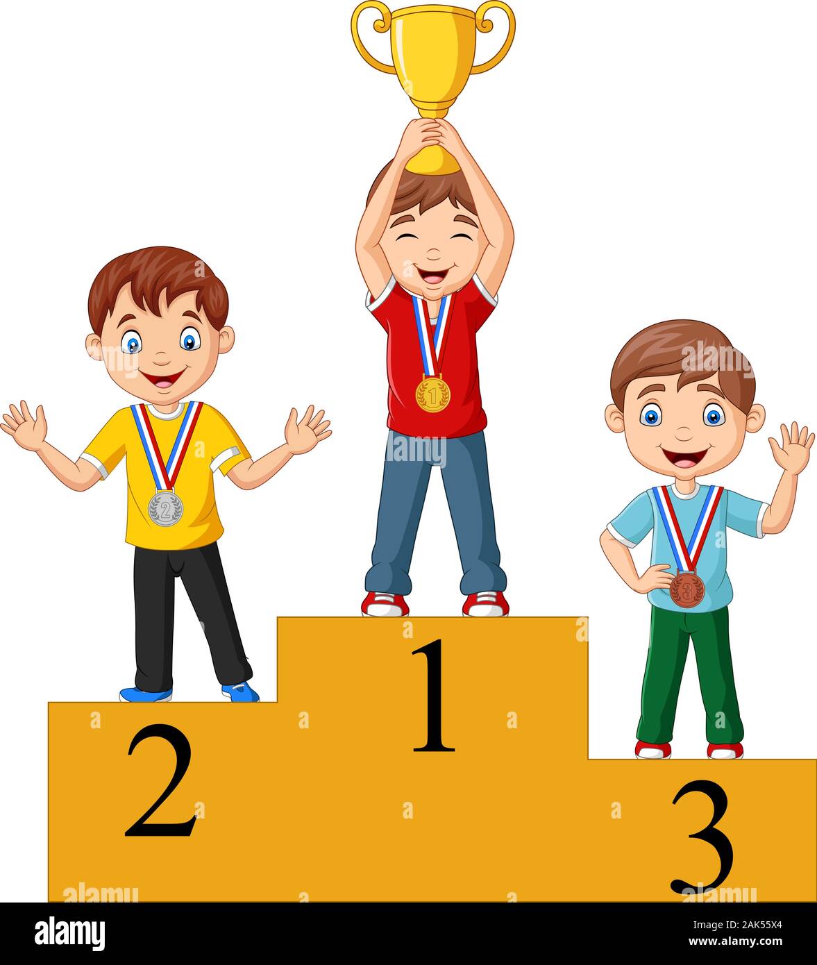 Team children celebrate trophy Stock Vector Images - Alamy