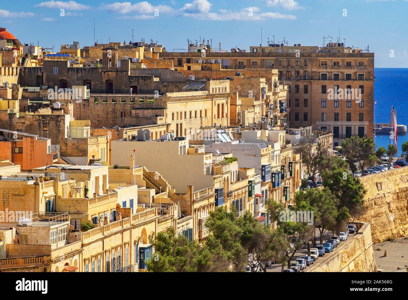 Ancient fortifications of Valletta, medieval castle city stone walls ...