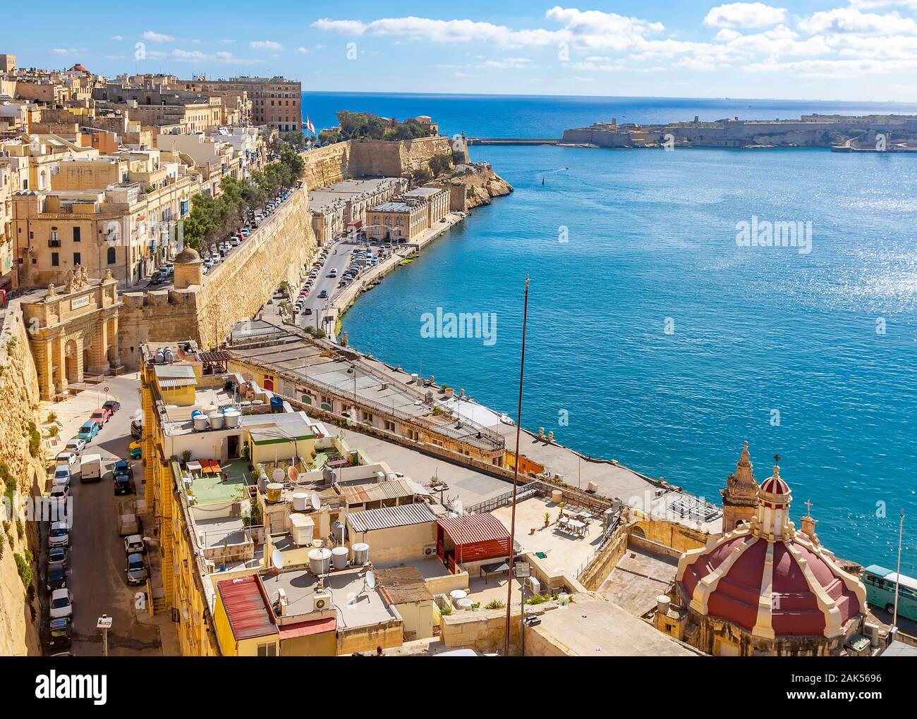 Ancient fortifications of Valletta, medieval castle city stone walls ...