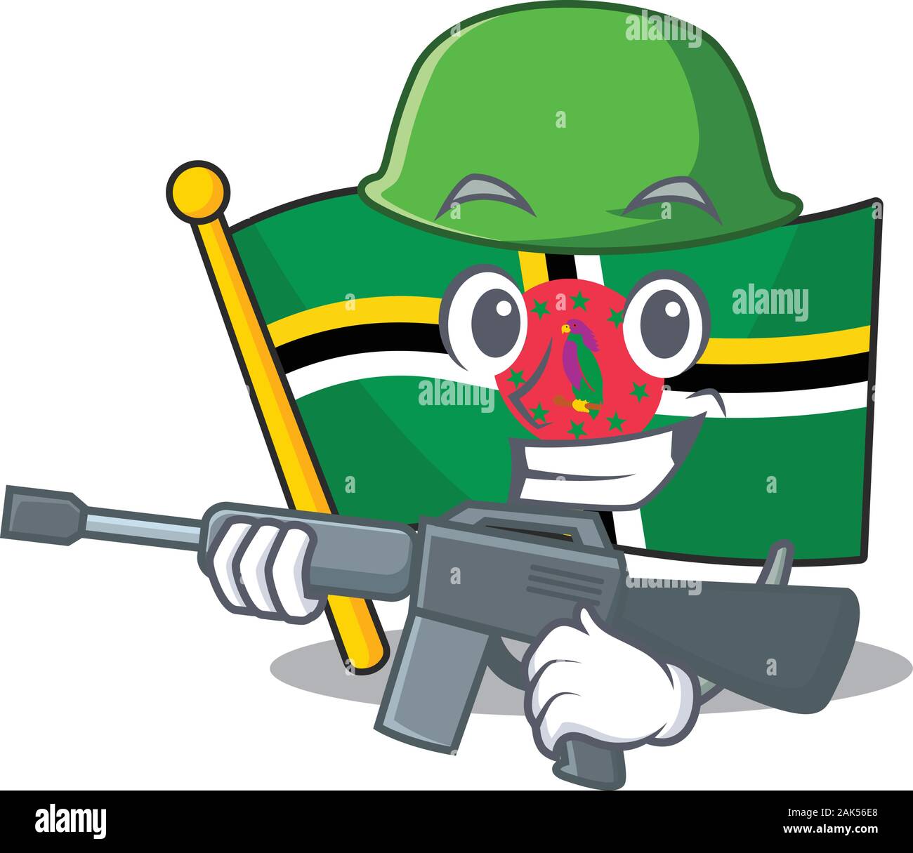 A cartoon design of flag dominica Army with machine gun Stock Vector ...