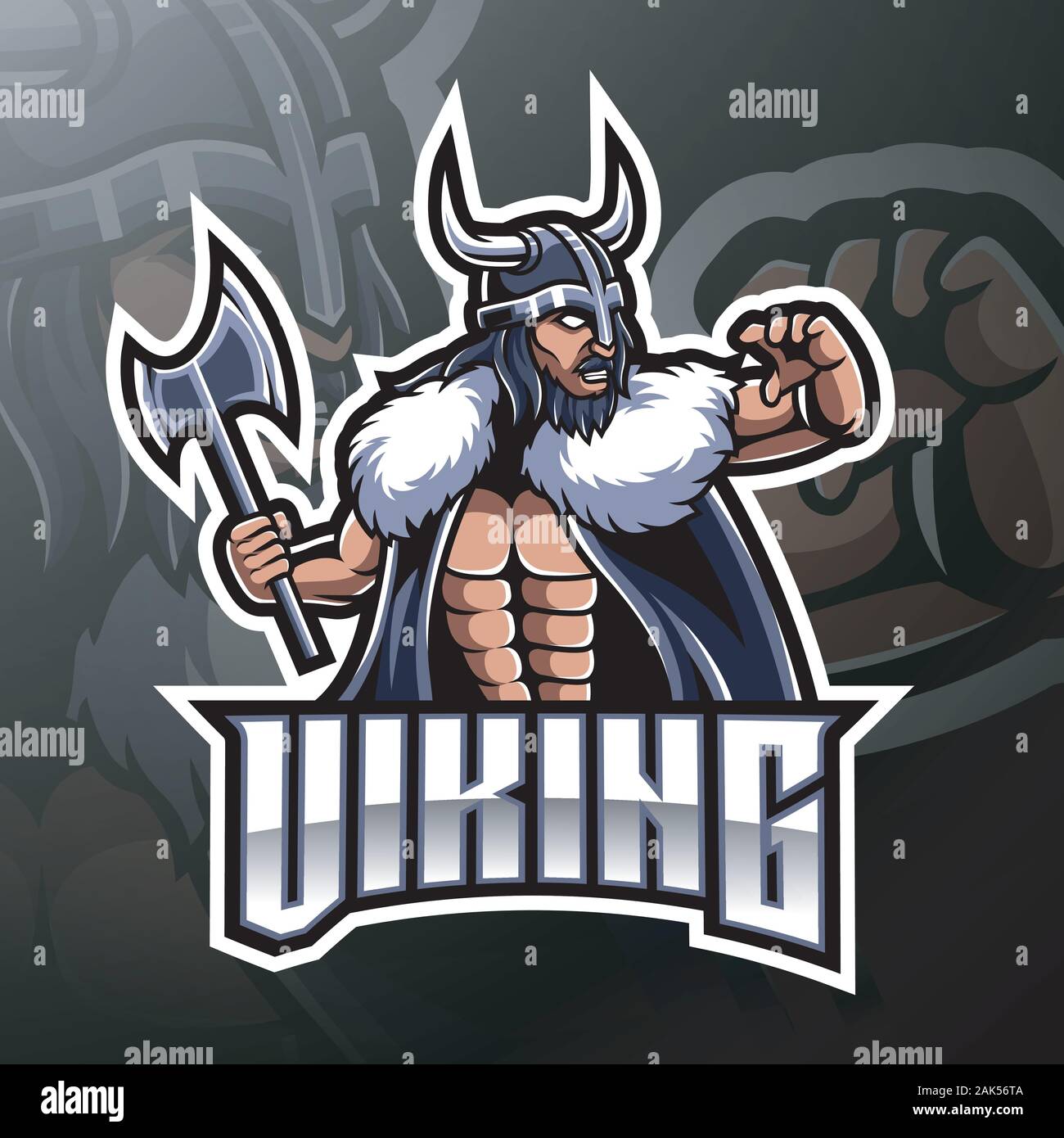 Viking mascot gaming logo design holding axe Stock Vector Image & Art ...
