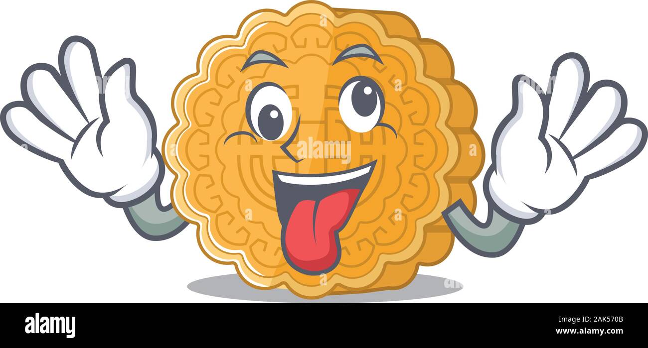 Chinese mooncake Cartoon character style with a crazy face Stock Vector ...