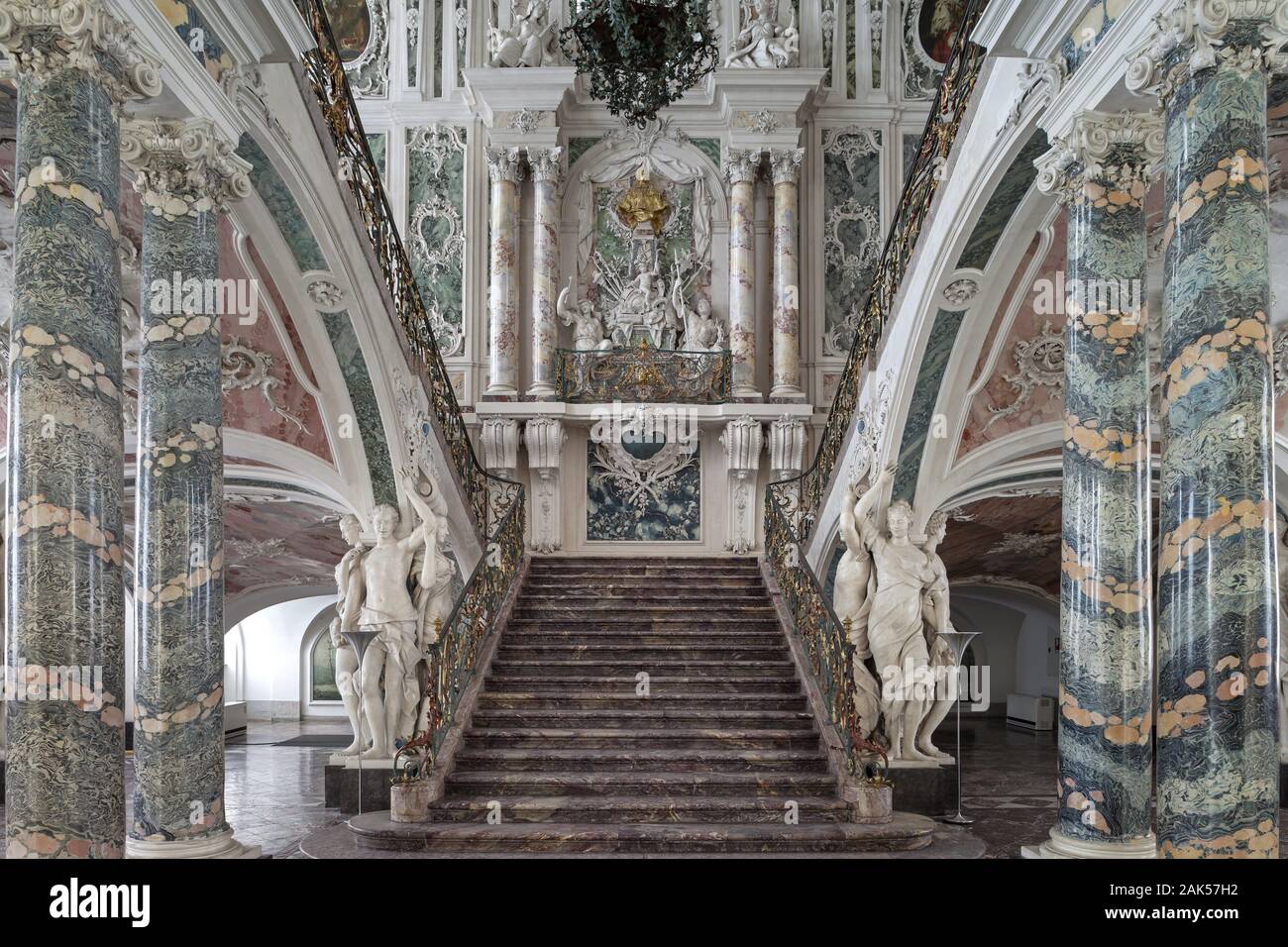 Bruehl: Treppenhaus von Balthasar Neumann im Schloss Augustusburg ...