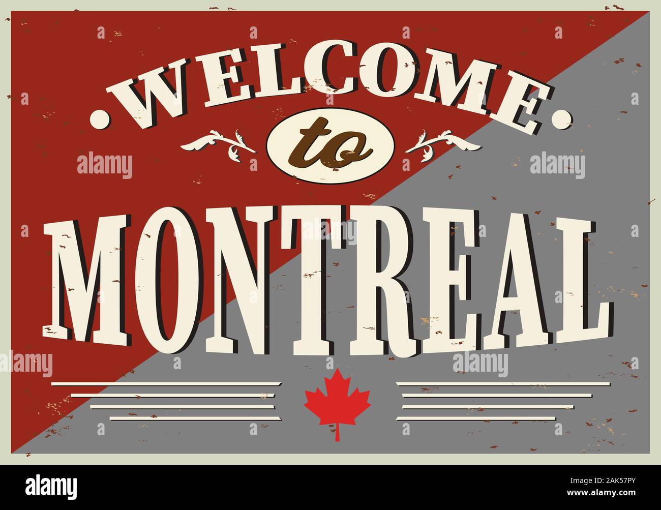 Vintage Touristic Welcome Card - Montreal, Canada, vector illustration ...