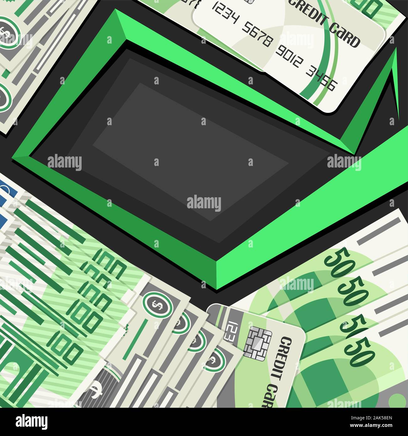 Vector Cover for Currency Exchange with copy space, decorative square ...