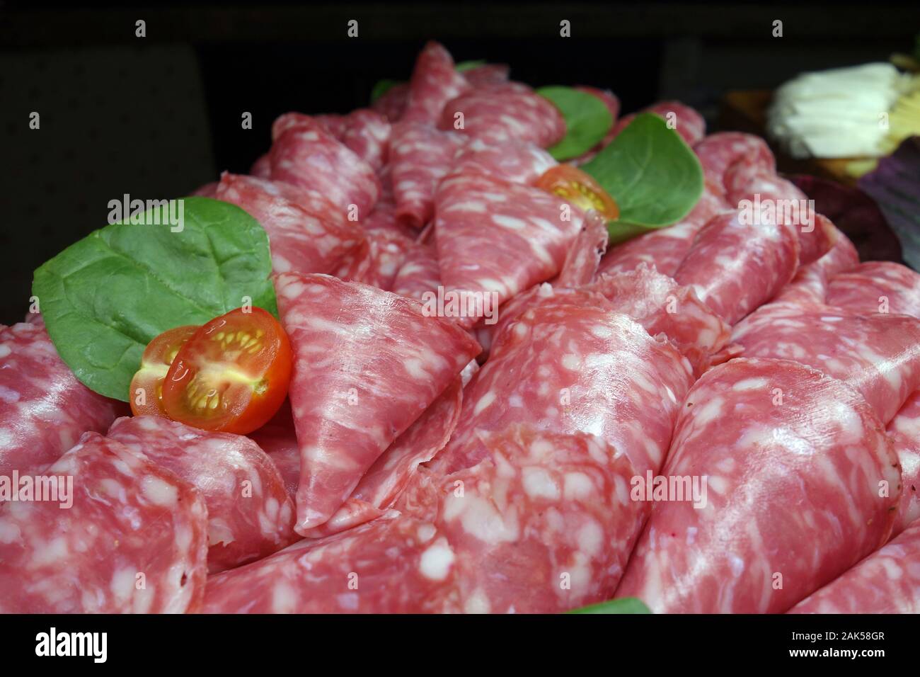 Sliced Processed Salami on Display in the Buffet at the Azul Beach ...