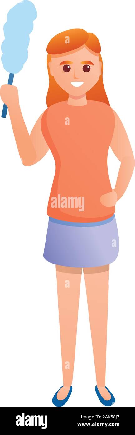 Girl housekeeping icon. Cartoon of girl housekeeping vector icon for ...