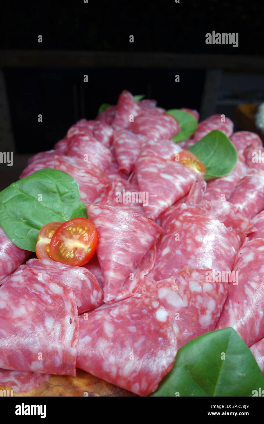 Sliced Processed Salami on Display in the Buffet at the Azul Beach ...