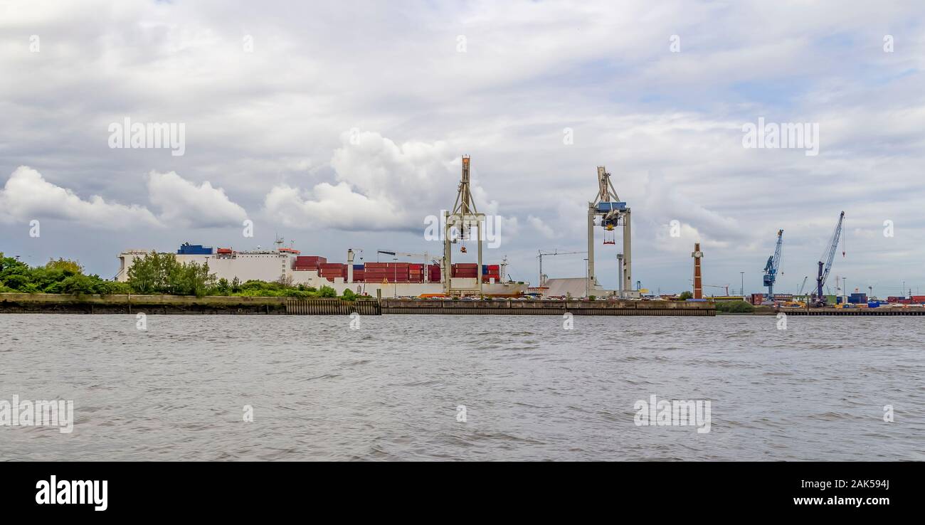 scenery seen at the Port of Hamburg in Germany Stock Photo - Alamy