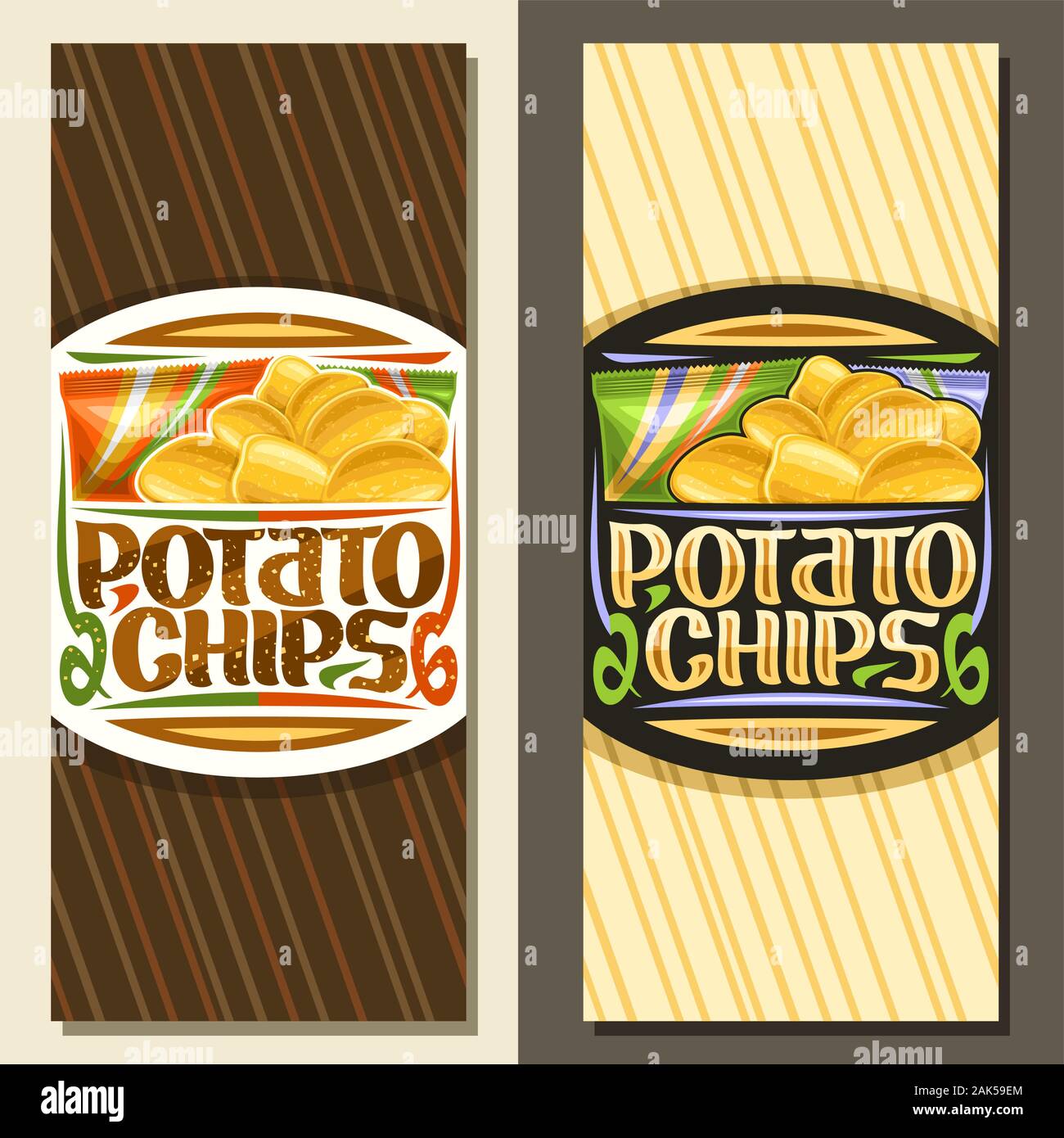 Vector layouts for Potato Chips with copy space, decorative coupon with ...
