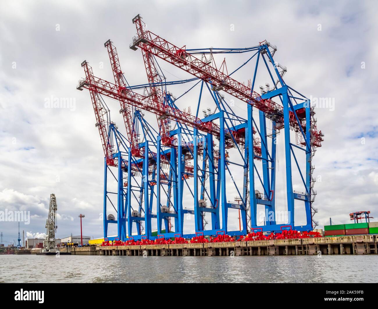 container terminal scenery seen at the Port of Hamburg in Germany Stock ...