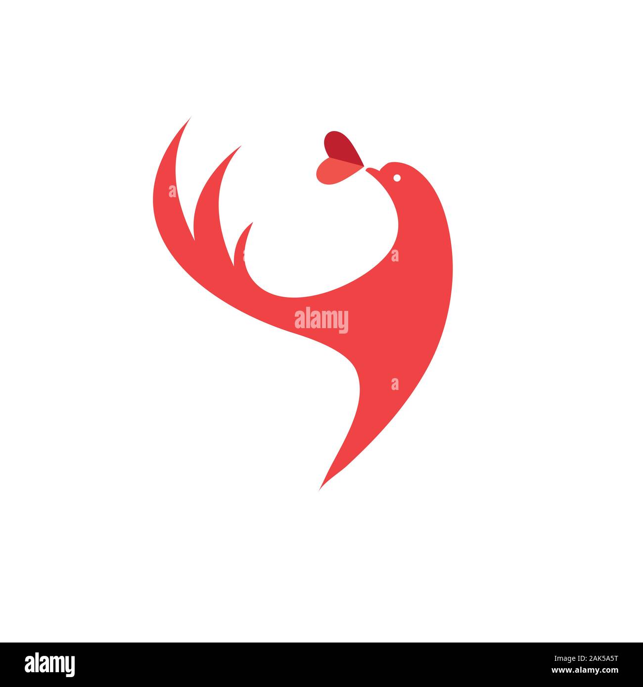 Love vector bird with heart on white background Stock Vector Image ...