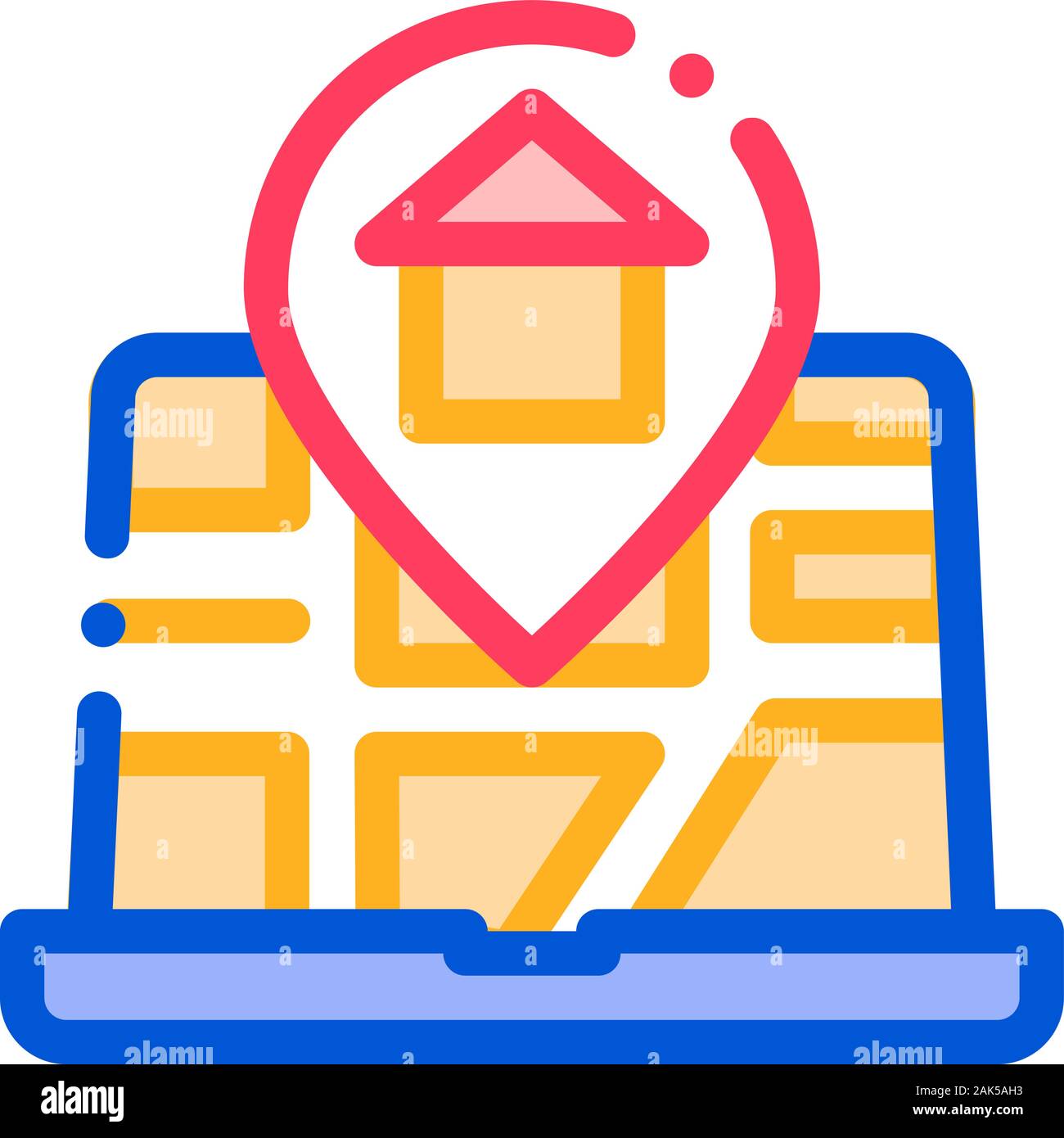 House Marker Location On Map Vector Thin Line Icon Stock Vector Image ...