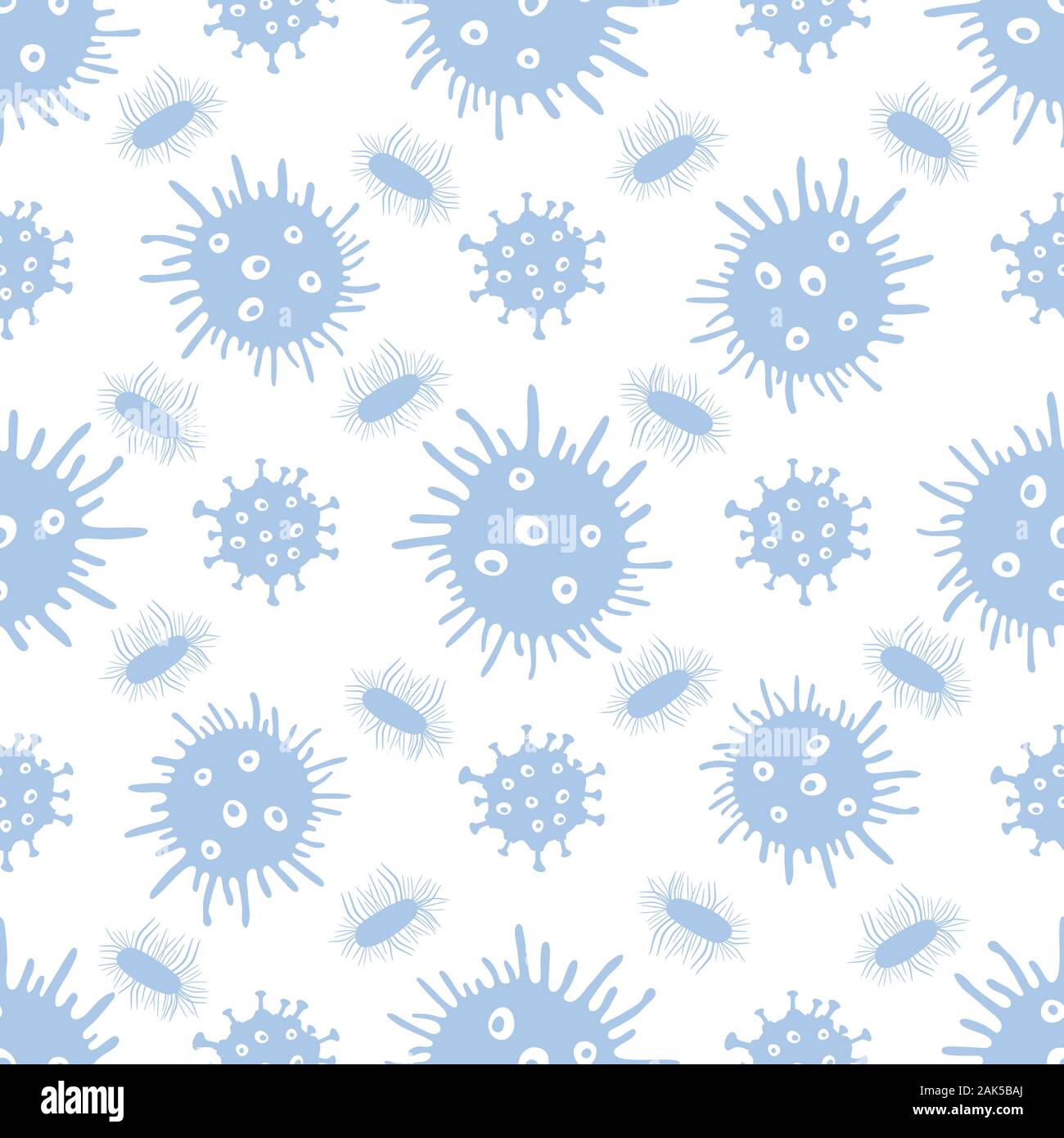 Vector seamless pattern microbe, virus, bacteria, disease germs ...