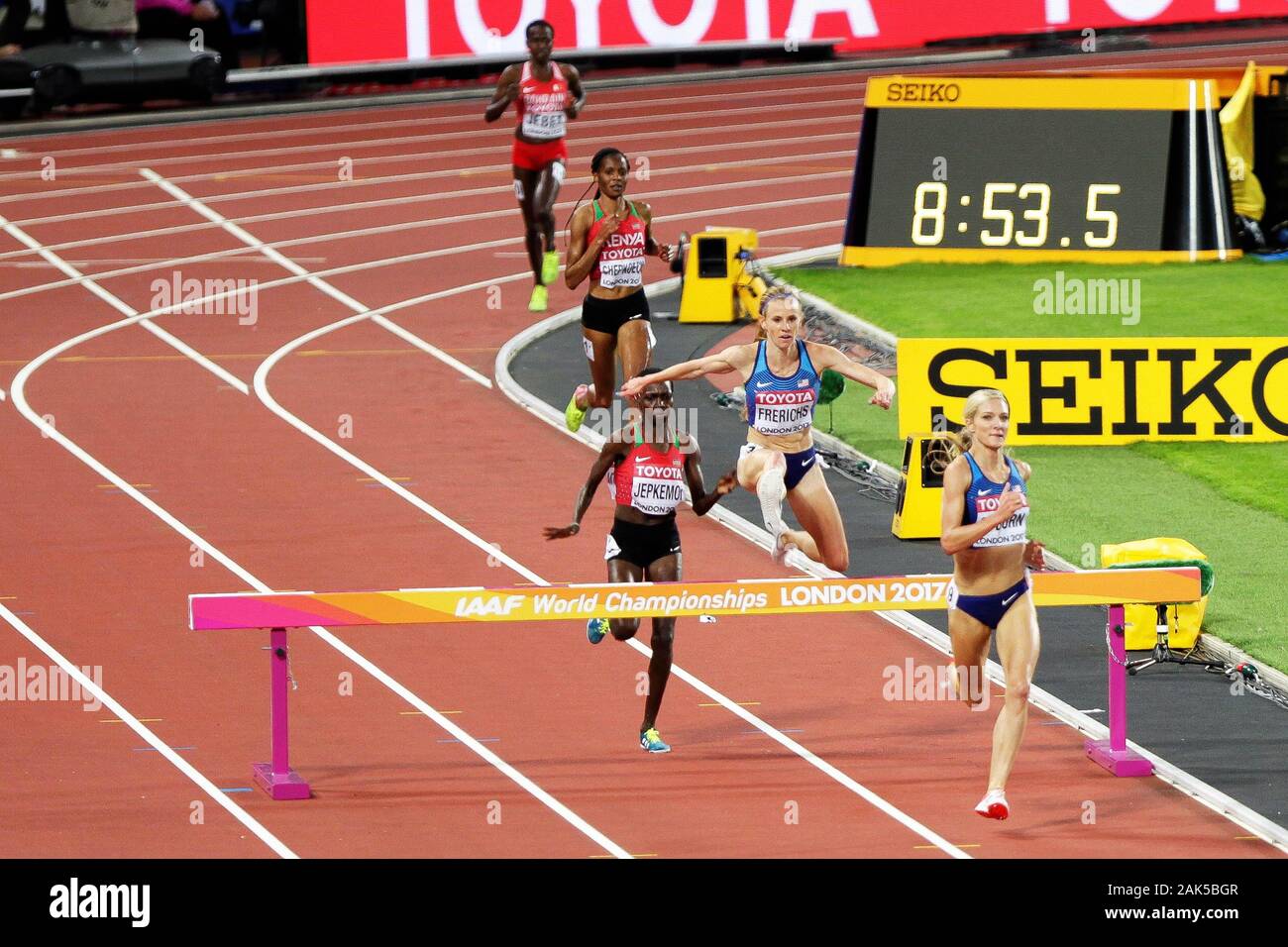 Emma Coburn (USA) ,Courtney Frerichs (USA) , Hyvin Kiyeng (Kenya ...