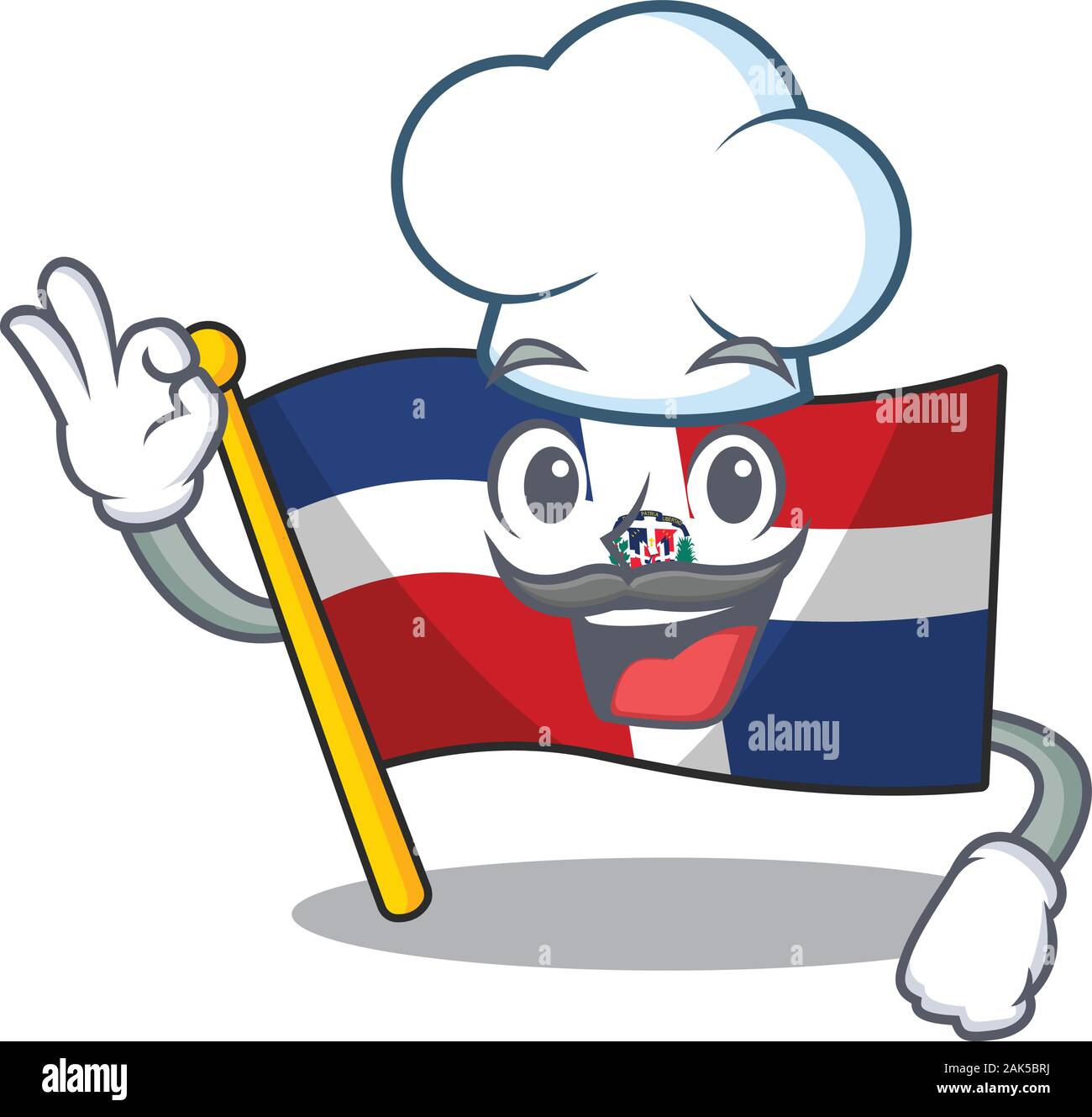 Flag dominican republic cartoon character wearing costume of chef and ...