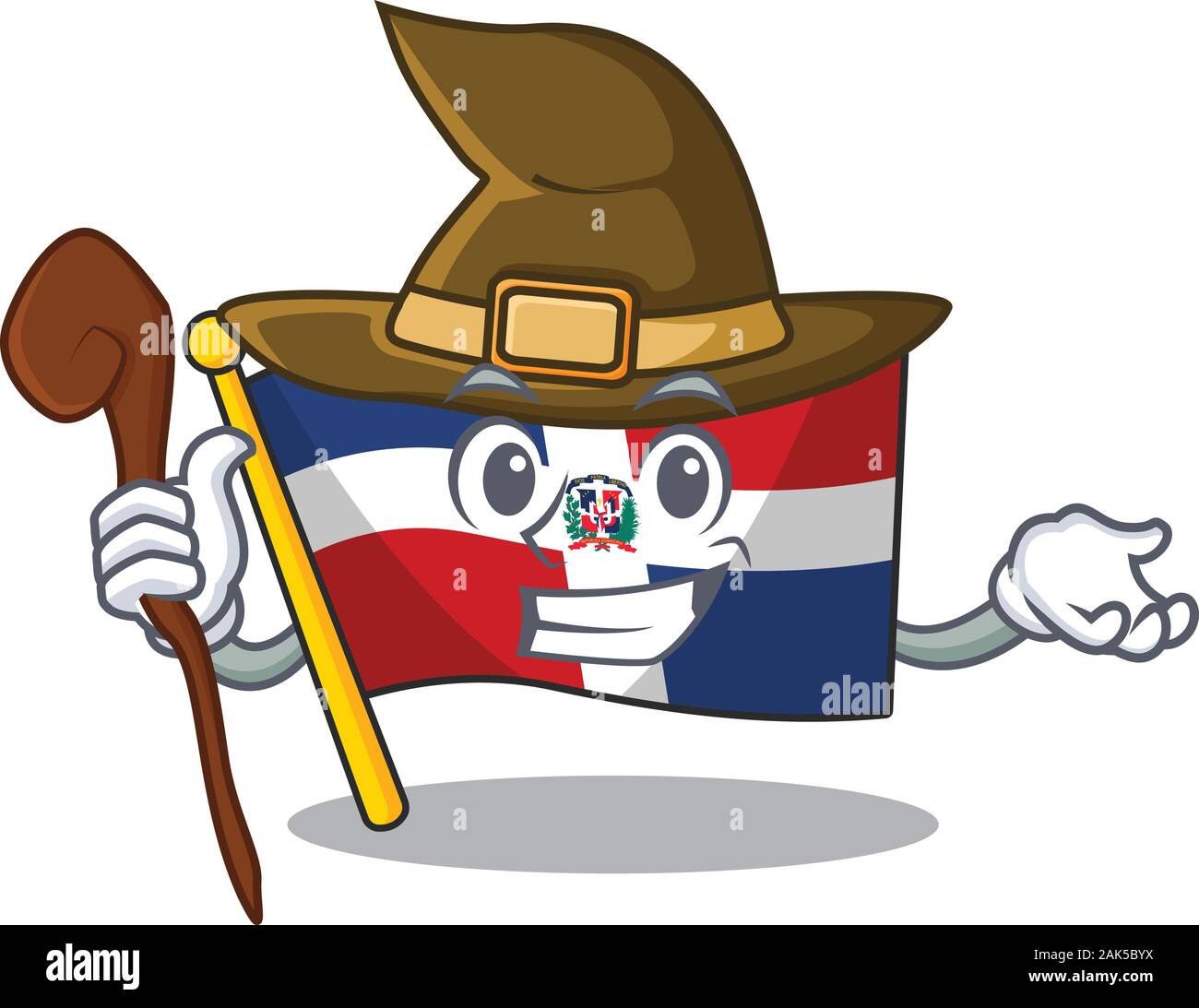cartoon mascot style of flag dominican republic dressed as a witch ...