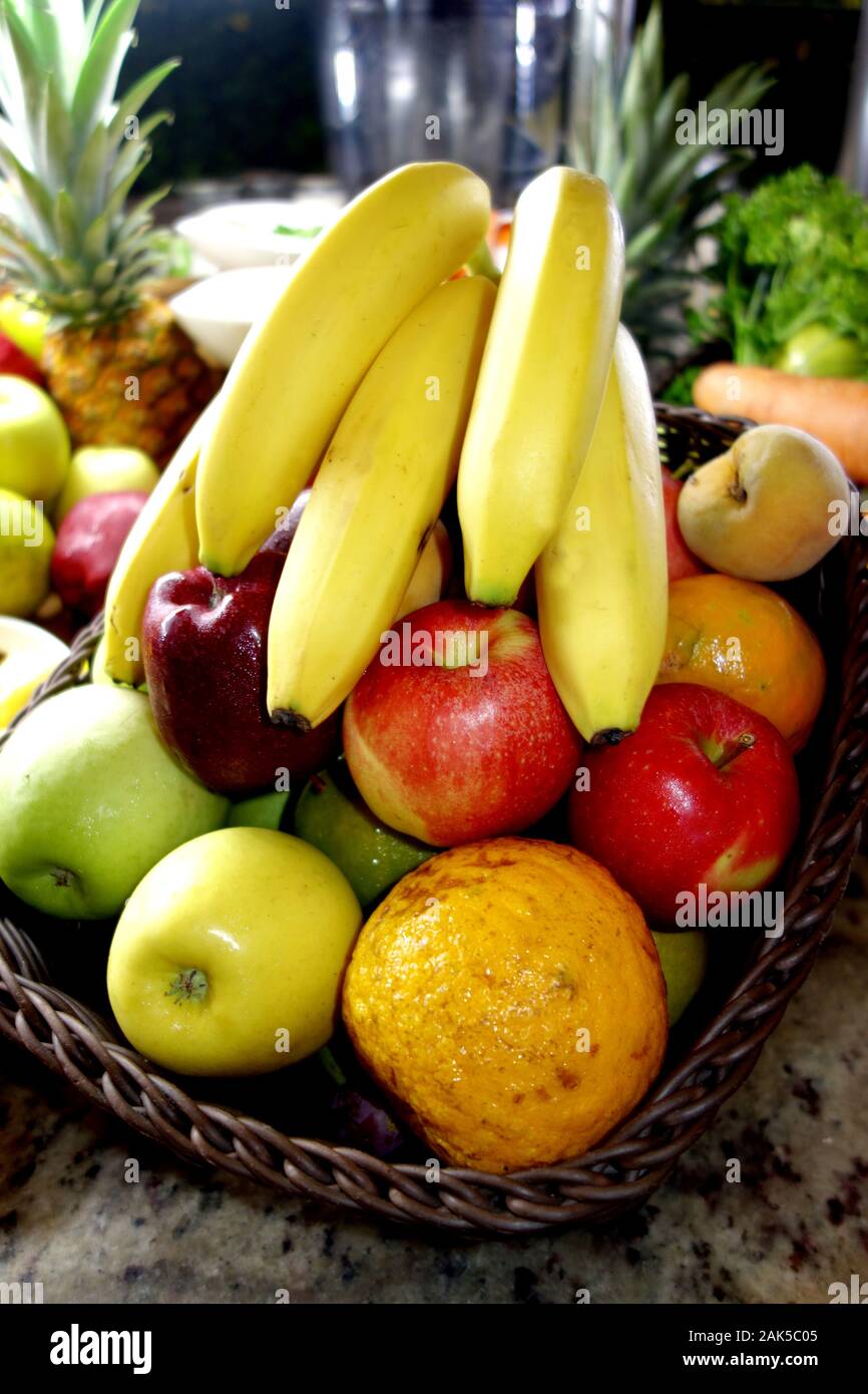 Various Fresh Fruit on Display in a Wicker Basket at the Azul Beach ...