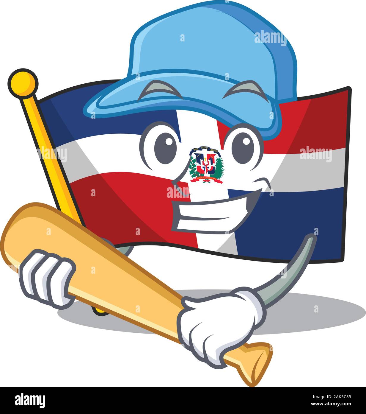 Sporty flag dominican republic cartoon character design with baseball ...