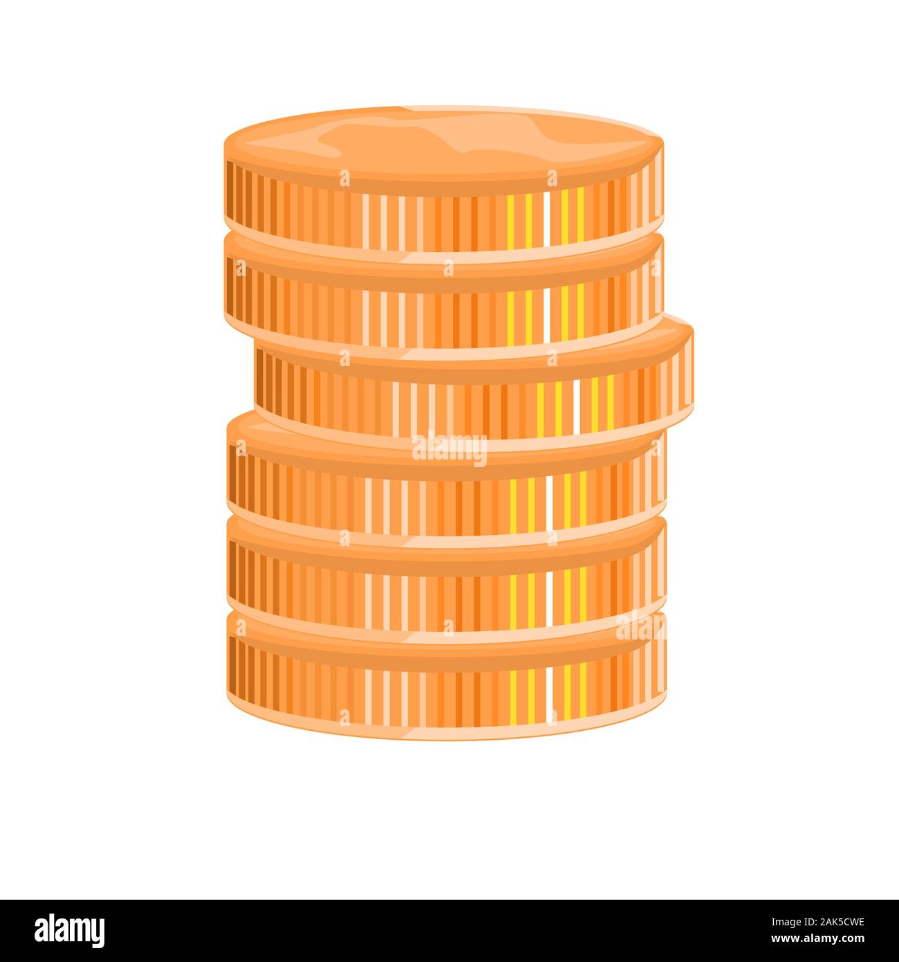 Stack of Gold Coins side view. Cartoon style flat and solid color ...
