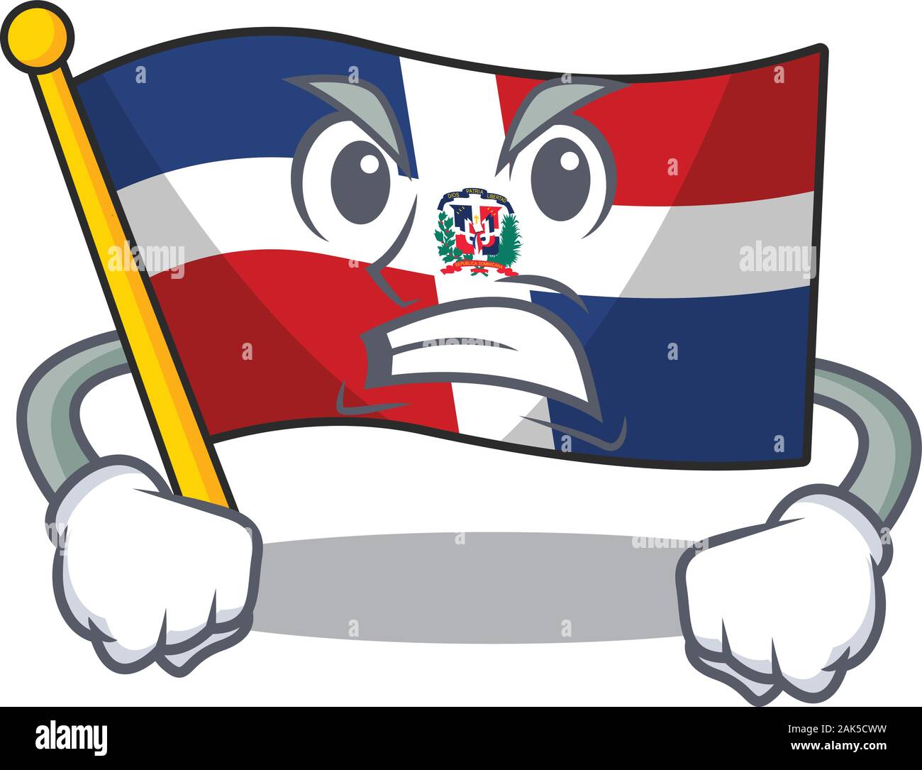 Flag dominican republic cartoon character design having angry face ...