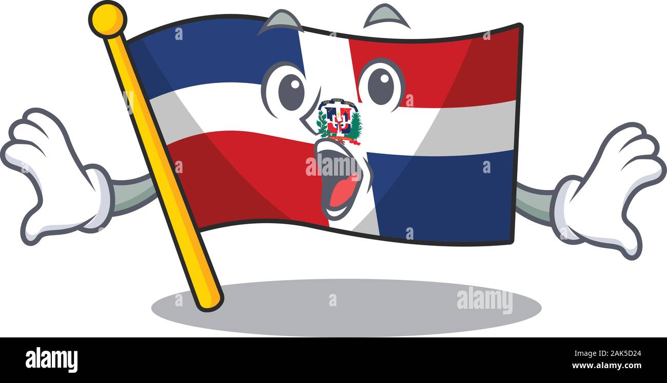 Flag dominican republic cartoon character design on a surprised gesture ...