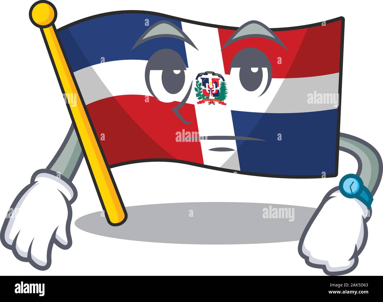 cartoon character design of flag dominican republic on a waiting ...